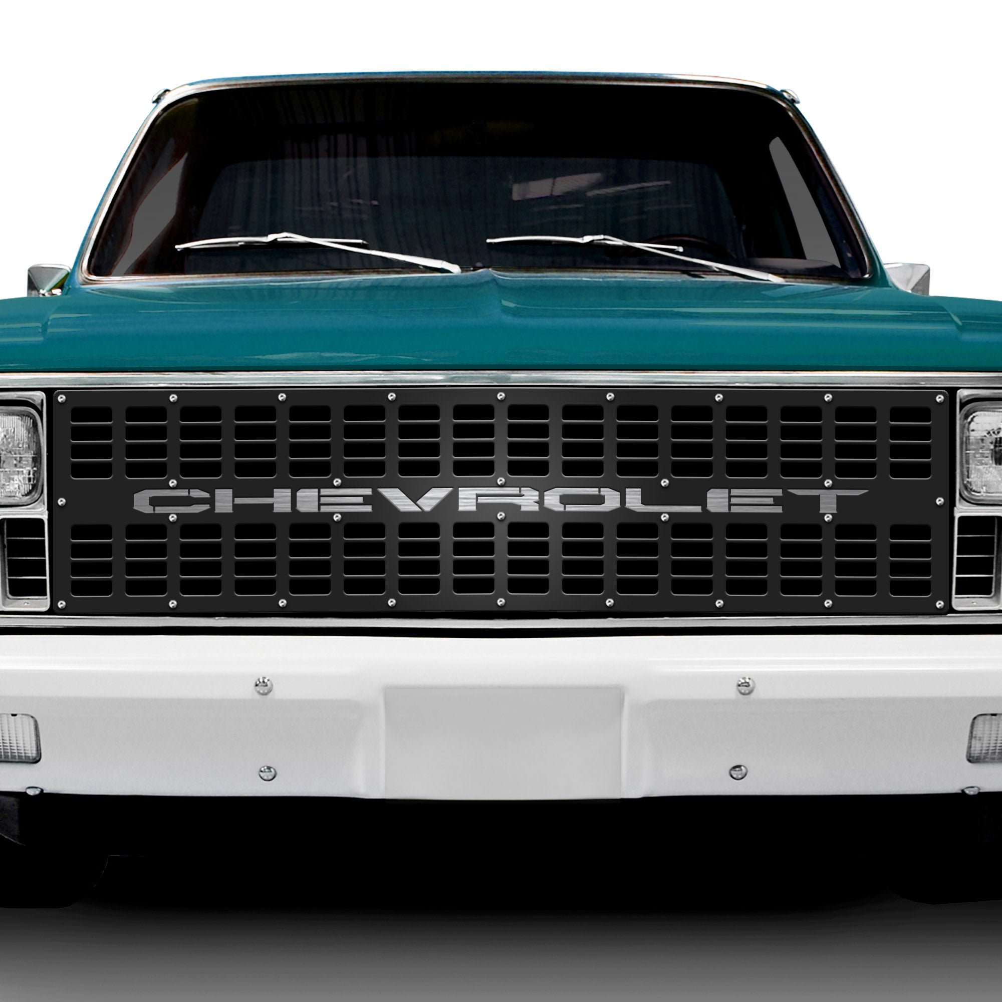 1 Piece Steel Grille for Chevy C10 1981-1987 - CHEVROLET w/ STAINLESS ...